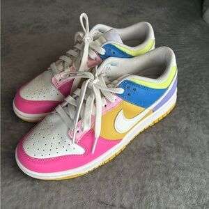 Nike | Shoes | Dunks Multicolor Sneakers With Pink Yellow And Blue ...